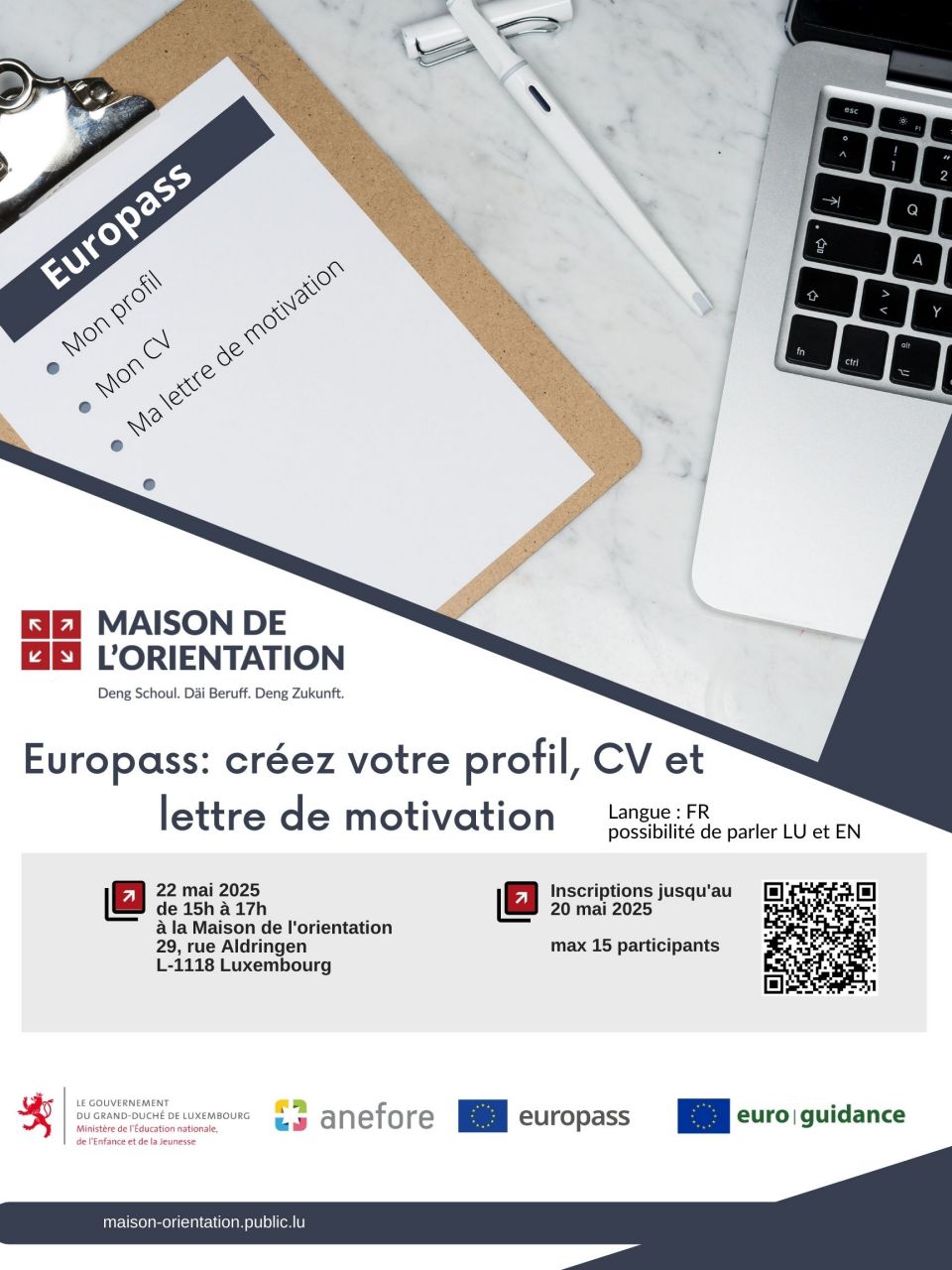 Atelier - CV Europass - Agenda - Maison de l'orientation - Luxembourg